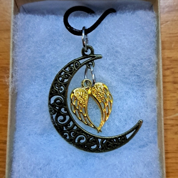 Jewelry | Crescent Moon Angel Wings Necklace | Poshmark